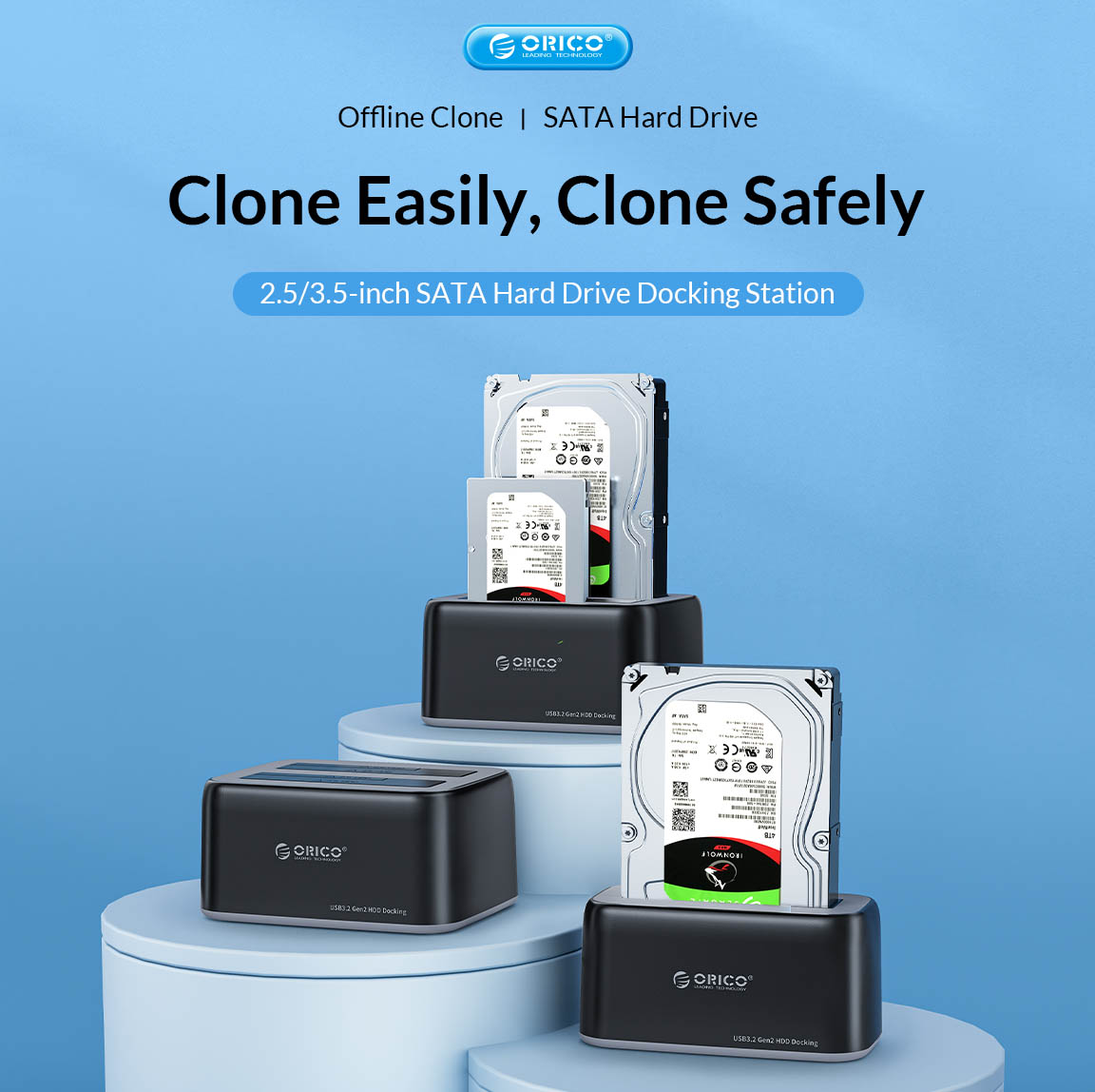 Buy Orico 2.5/3.5 Inch SATA HDD/SSD Dual-bay Docking Station in Bangladesh 2023-Techland BD